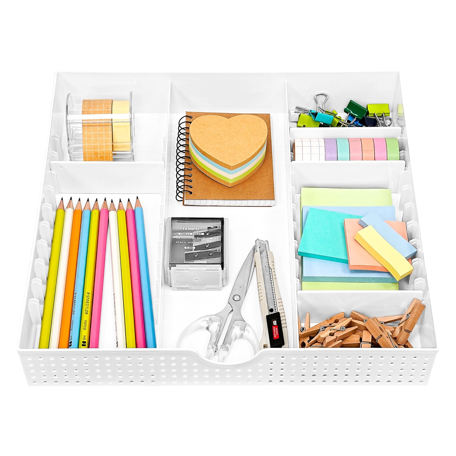 CAXXA 3 Slot Drawer Organizer with 4 Adjustable Dividers - Junk Drawer ...