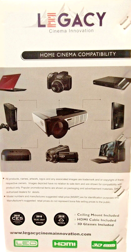 Legacy Cinema Innovation LCI-98 1080P 4k 3D LED HD Home Theater ...