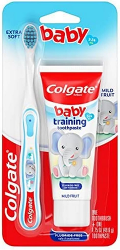 Colgate Baby Training Toothpaste and Toothbrush Kit, Mild Fruit Flavor ...