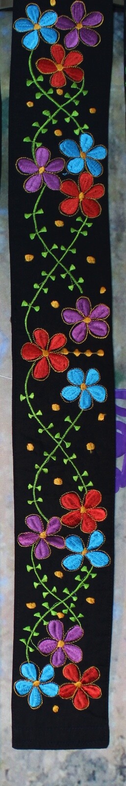 Black & Multi-Color Floral Embroidered Wide Belts Mexico Hippie Boho ...