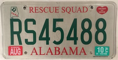 RESCUE SQUAD EMERGENCY EMS license plate EMT First Responder ...