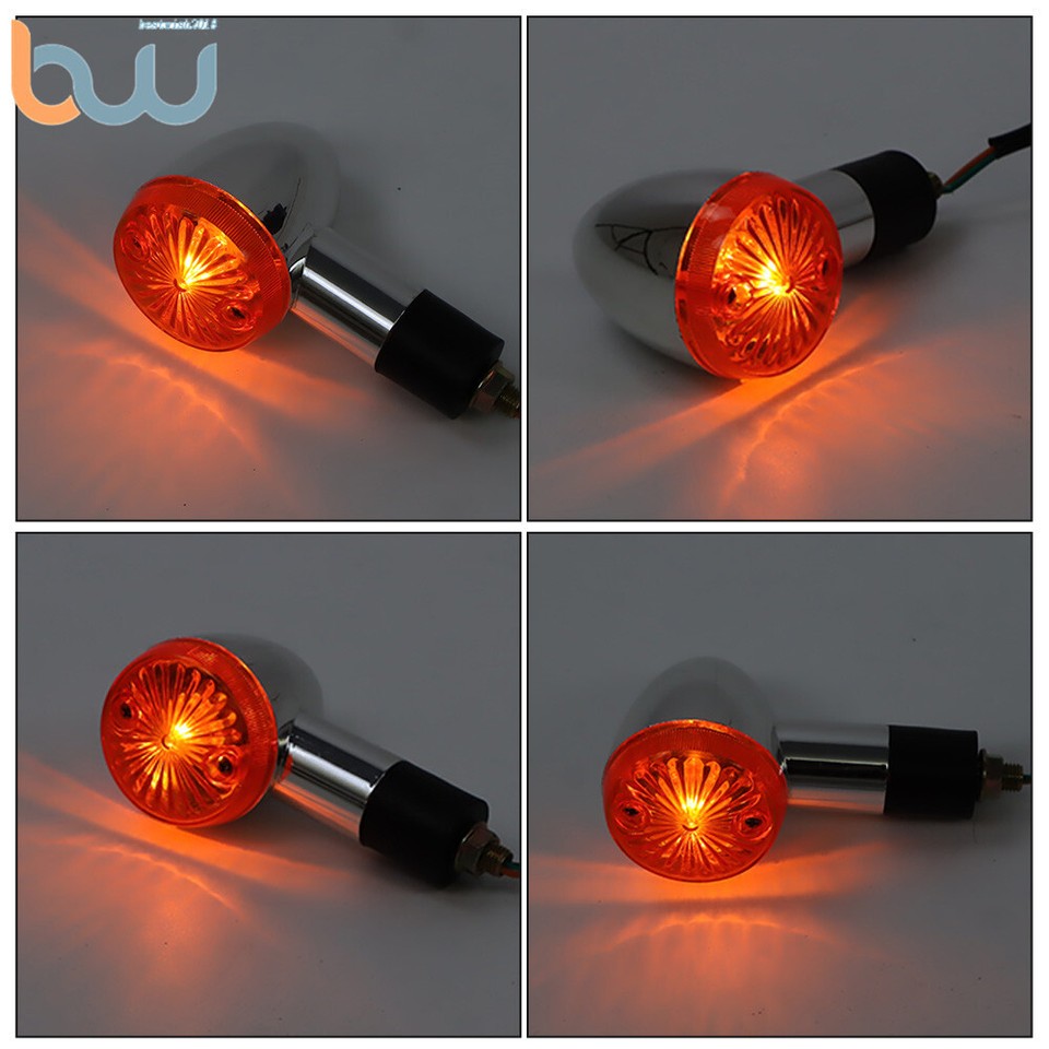 2x Amber Chrome Bullet Front Rear Motorcycle Turn Signal Blinker ...