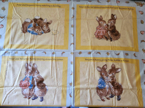Benjamin Bunny & Peter Rabbit Cotton Baby Quilt Panel - Rare! Includes ...