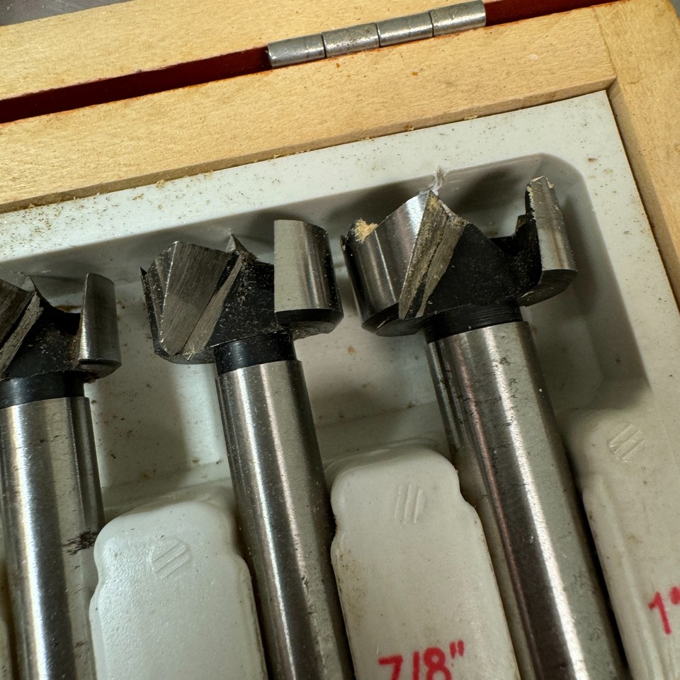 Porter Cable Forstner Bits Set 7 PC 1/4” To 1” w/ Wooden Box No Spin ...