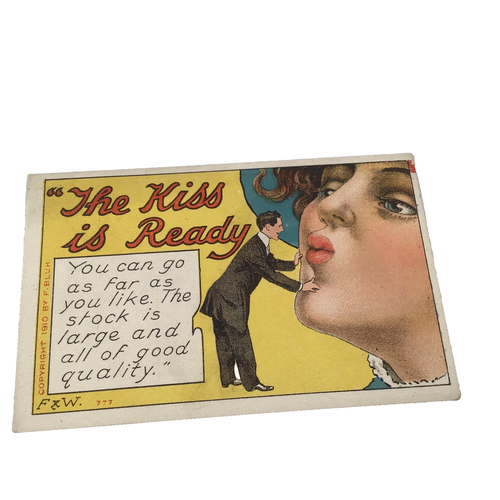The Kiss is Ready, 1910 Postcards Large Lips small man, F. Blum | eBay