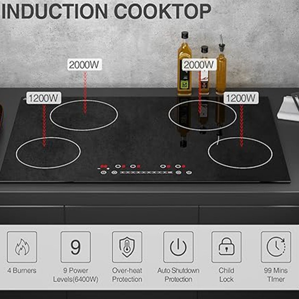 Electric Cooktop Built-in 30 inch 4 Burner Induction Cooktop Touch ...
