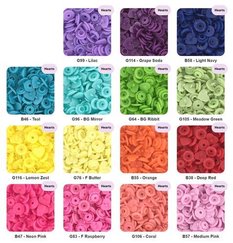 HEART Shaped KAM Plastic Snaps (Choose 2 Colors) for Cloth Diapers/Bibs ...