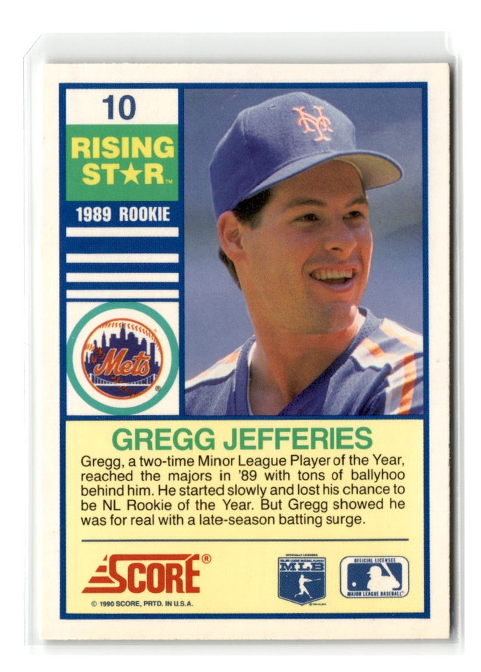 1990-Score Rising Stars -#10-Gregg Jefferies -New York Mets | eBay