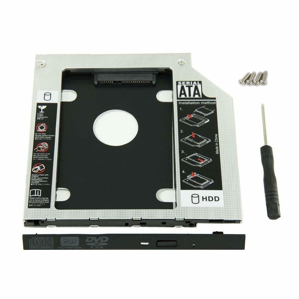 NEW 9.5mm Universal for SATA 2nd HDD SSD Hard Drive Caddy CD/DVD-ROM ...