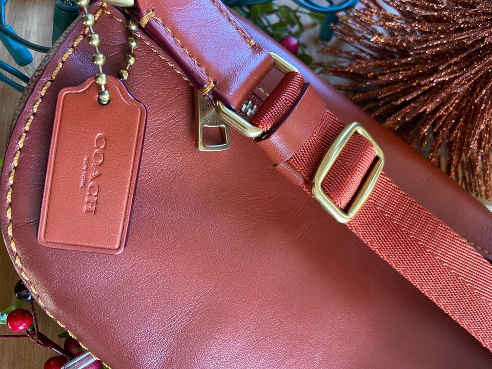 Coach Signature Fanny 39937 Tan Rust/Gold Leather Belt Pack | eBay