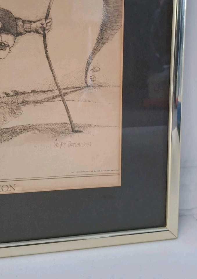 Framed Signed Art Print 'Dedication' 1975 humorous drawing by Gary ...