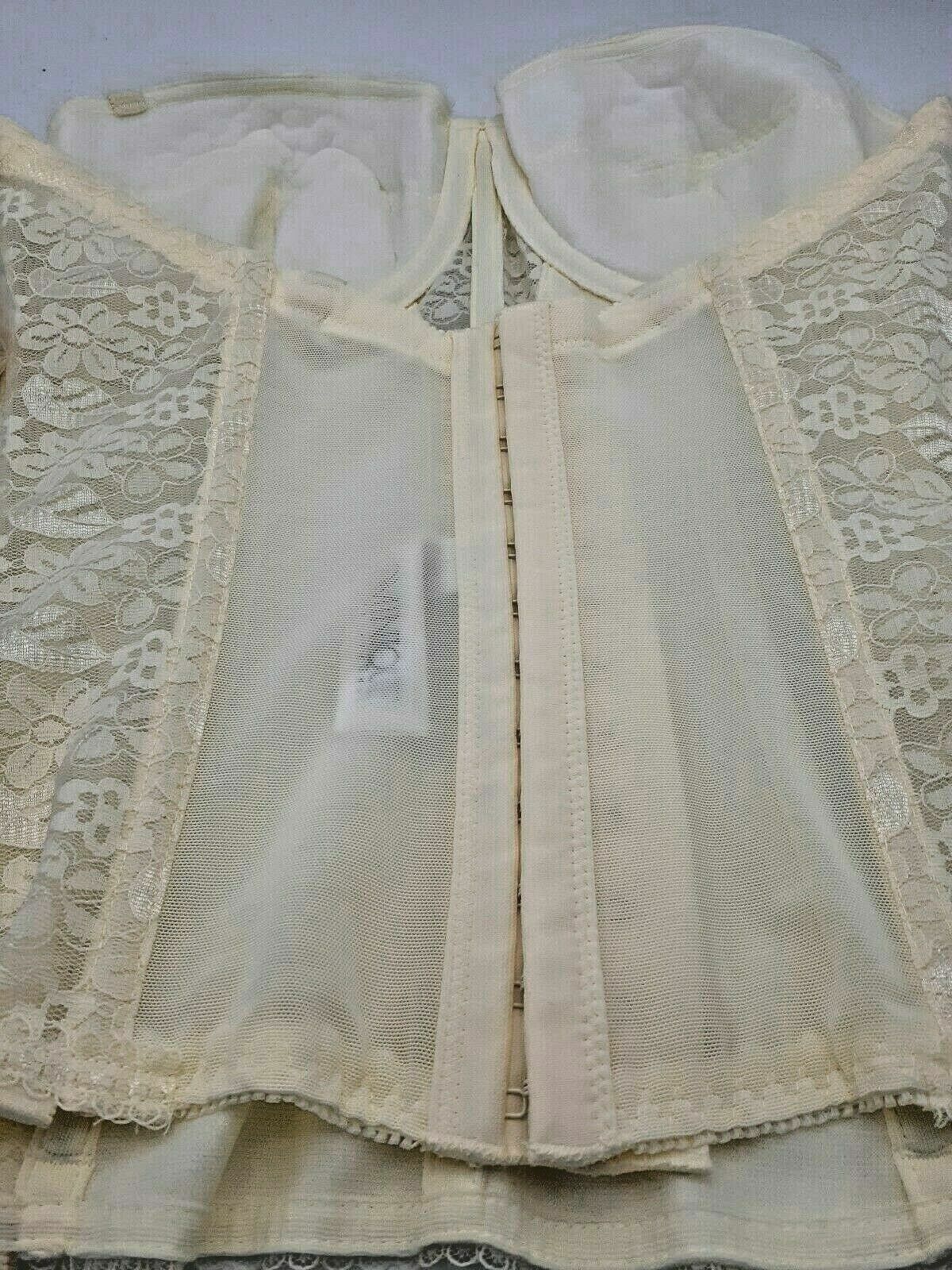 Dominque-Collette Longline Lace Corset strapless BRA Torsolette Ivory ...