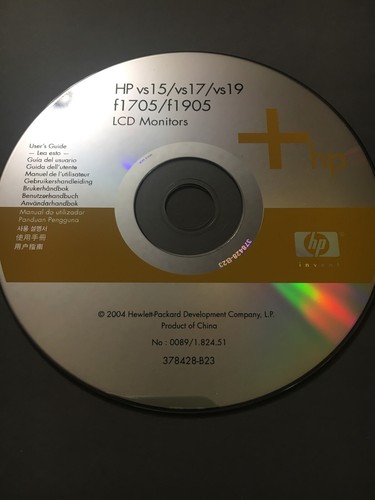 HP LCD Monitors/ Users Guide Drivers CD- HP Vs 15/17/19 F 1705/f1905 ...