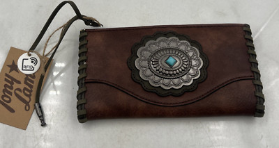 Tony Lama Wallet Concho Brown Silver Tone Western Turquoise Card ...
