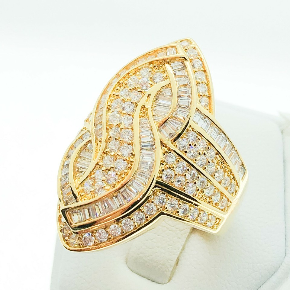 R4892 Women Fashion Jewelry White Yellow Gold Plated Engagement Wedding ...