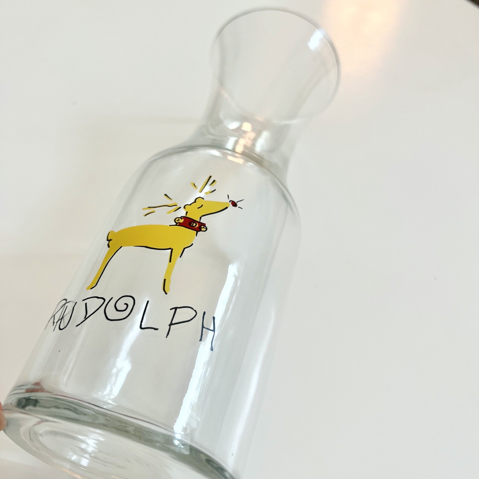 RARE Pottery Barn Reindeer GLASS Carafe RUDOLPH Holiday Christmas ...