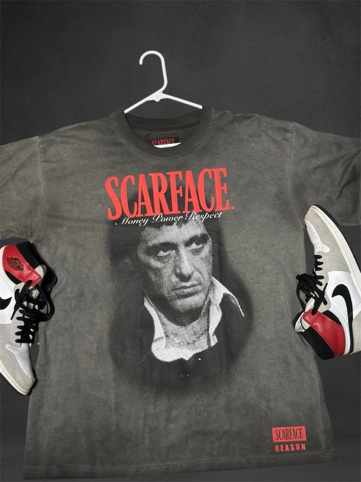 NWOT Reason X Scarface Tony Montana Varsity Jacket Black/Red Mens Size ...