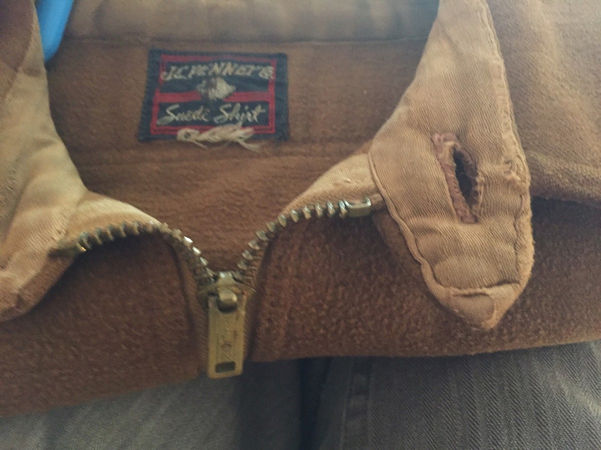 1930's Vtg JcPennys Suede Moleskin Work 1/2 Zip up Shirt 1930's Vtg JcPennys Suede Moleskin Work 1/2 Zip up Shirt