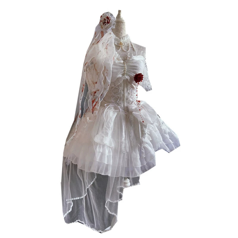 Original women Lolita gothic high waisted princess white dress party ...