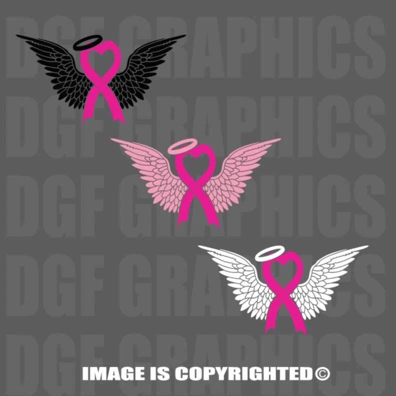Cancer Ribbon With Wings And Halo
