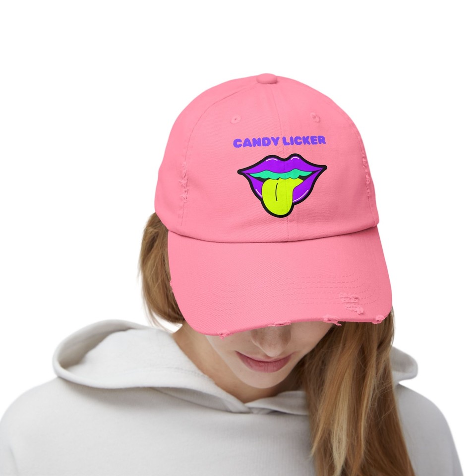 Candy Licker Unisex Distressed Cap - Fun Casual Accessory for Colorful ...