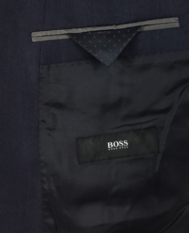 Hugo Boss Blazer Mens 42R Slim Fit Navy Sport Coat Lanificoo Tesse Wool ...