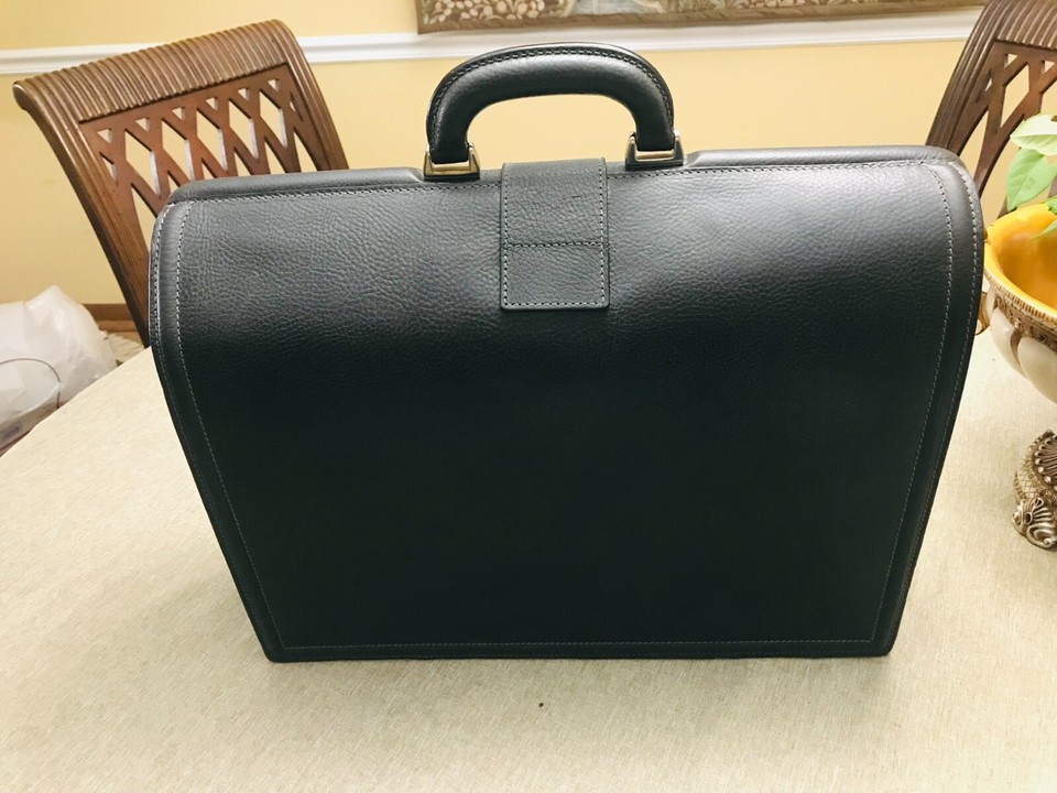 COLE HAAN Thick Black Leather Briefcase / Lawyer - Doctor Bag - ITALIA ...