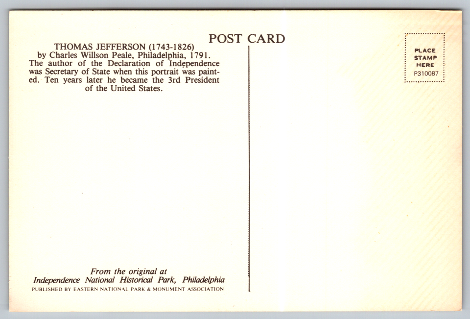 Thomas Jefferson Place Charles Secretary Paint Ten National Vintage ...