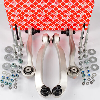 4x FEBI BILSTEIN Querlenker + Schrauben Set Vorne Oben für AUDI A6 C6 ...