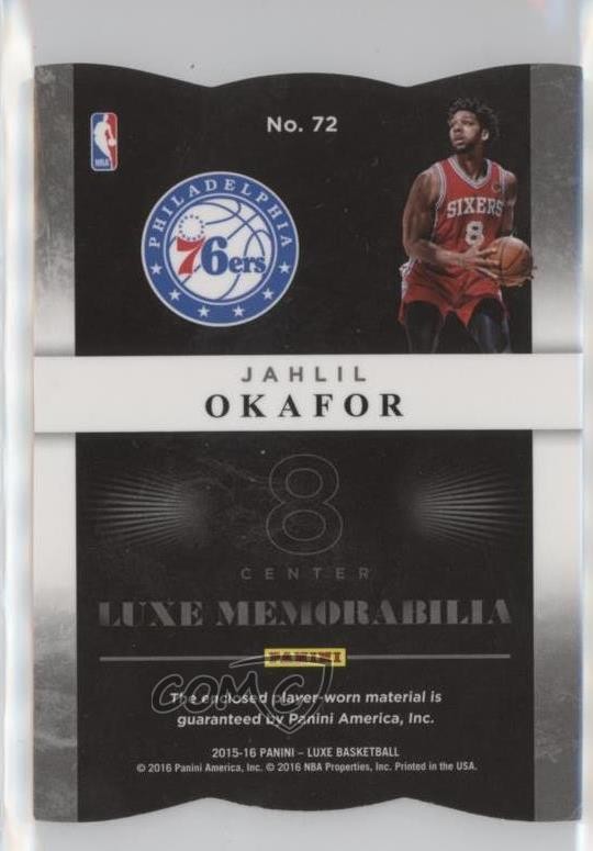 2015-16 Panini Luxe Memorabilia Die-Cuts Gold /10 Jahlil Okafor #72 ...