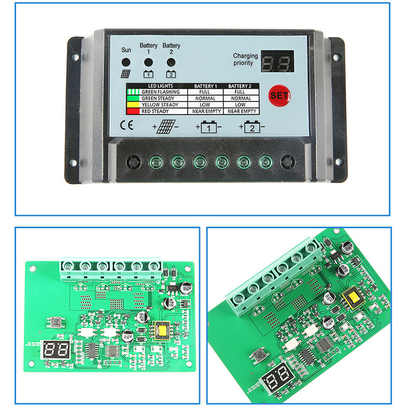 Solar Charge Controller Batteries Panel Dual Battery Regulator For 12V ...