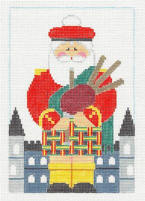 SCOTTISH BAGPIPER SANTA & FLAG 2 Needlepoint Canvases & STITCH GUIDE K ...