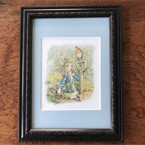 Peter Rabbit Art Print Framed Nursery Decor Baby Blue Repurposed Frame ...