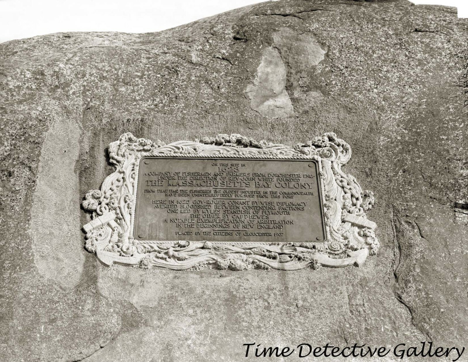Pilgrim's Tablet Rock Plaque, Massachusetts Bay Colony - Historic Photo ...