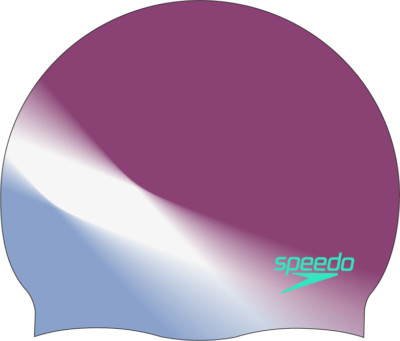 SPEEDO MULTICOLOUR MOULDED SILICONE SWIMMING CAP PURPLE LILAC WHITE ...