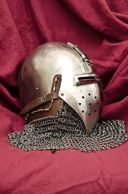 Medieval Bellows Visor Sallet Monkey Helmet Bassinet 16 Gauge SCA LARP ...