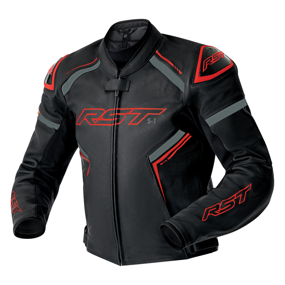 RST S1 D30 Black/Grey/Red Sport Touring Urban Leather Motorcycle Jacket ...