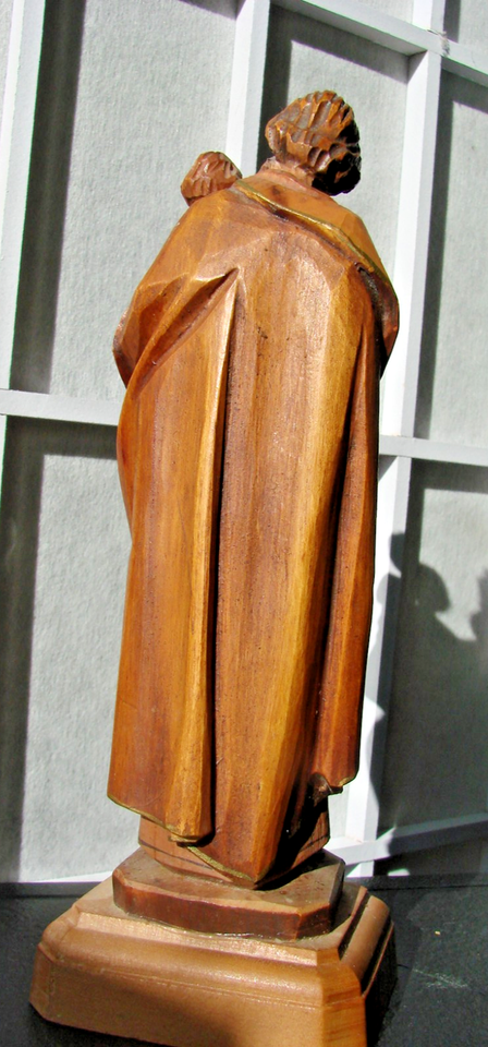 RARE VTG HAND CARVED PAINTED WOOD ST. JOSEPH BABY JESUS FINGURINE ...