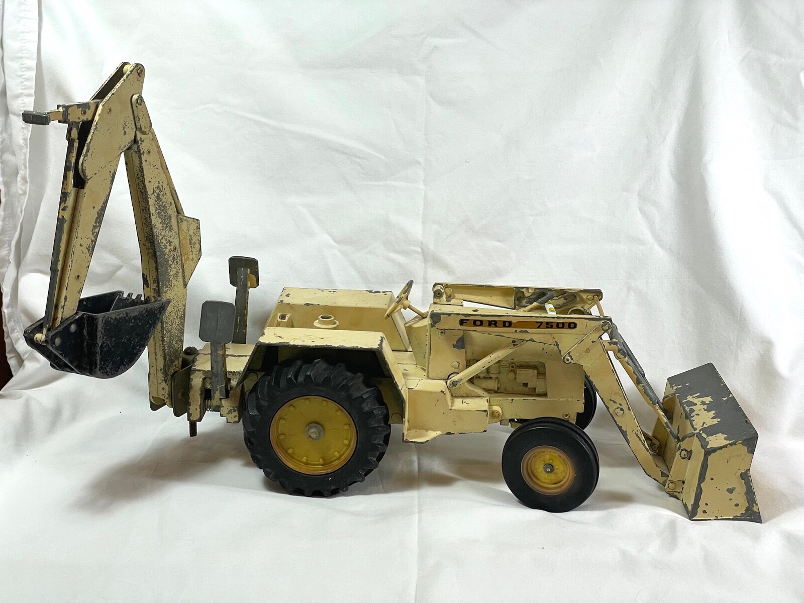 Vintage Steel Large 1/12 Scale Ertl Ford 7500 Front Loader Backhoe ...