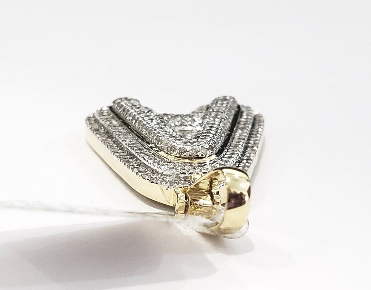 10k Real Yellow Gold Genuine Diamond Letter Initial Charm Pendent A ...