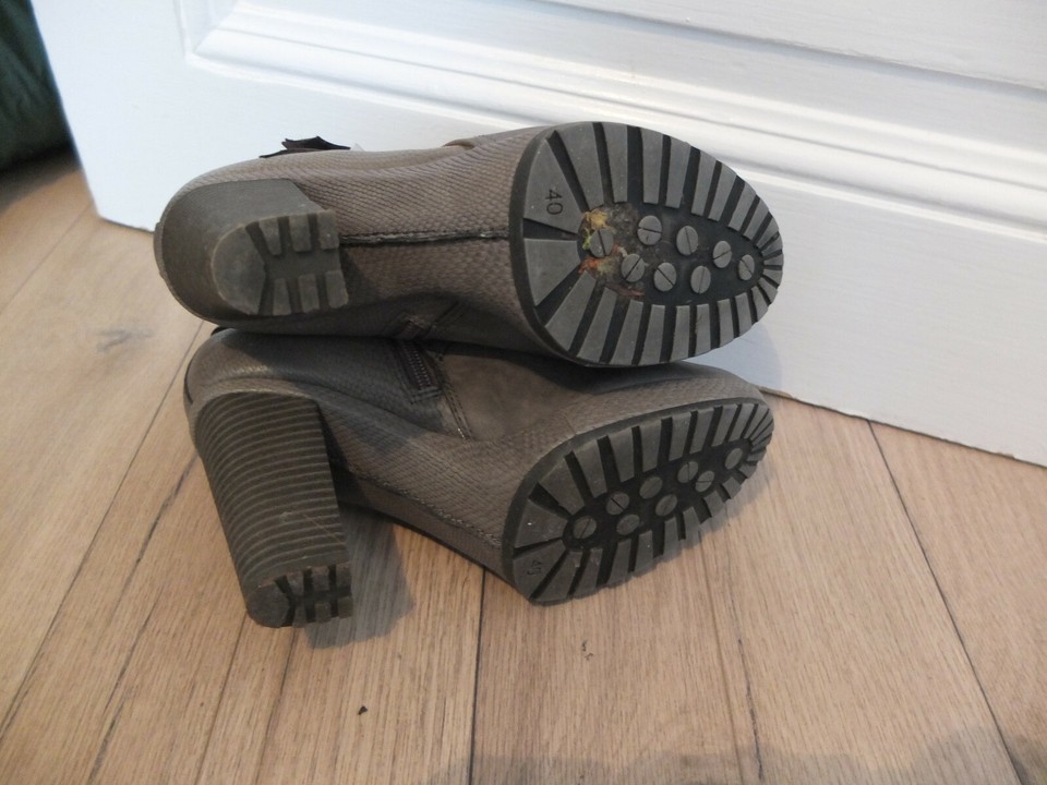 S.Oliver Geile Leather Ankle Boots Size 40 Top Heel: 10cm Grey | eBay ...