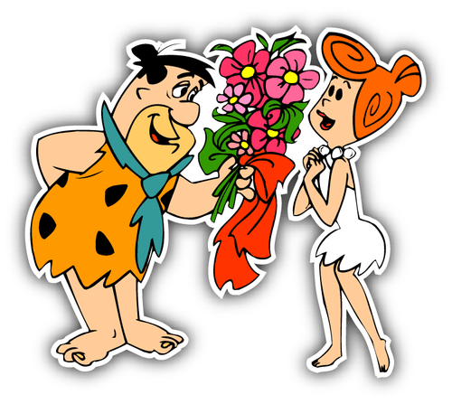 The Flintstones Fred Wilma Flowers Cartoon Car Bumper Sticker Decal 5 ...