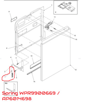 Amana Dishwasher Parts for ADW350RAW Spring WPR9900669 / AP6014698 | eBay