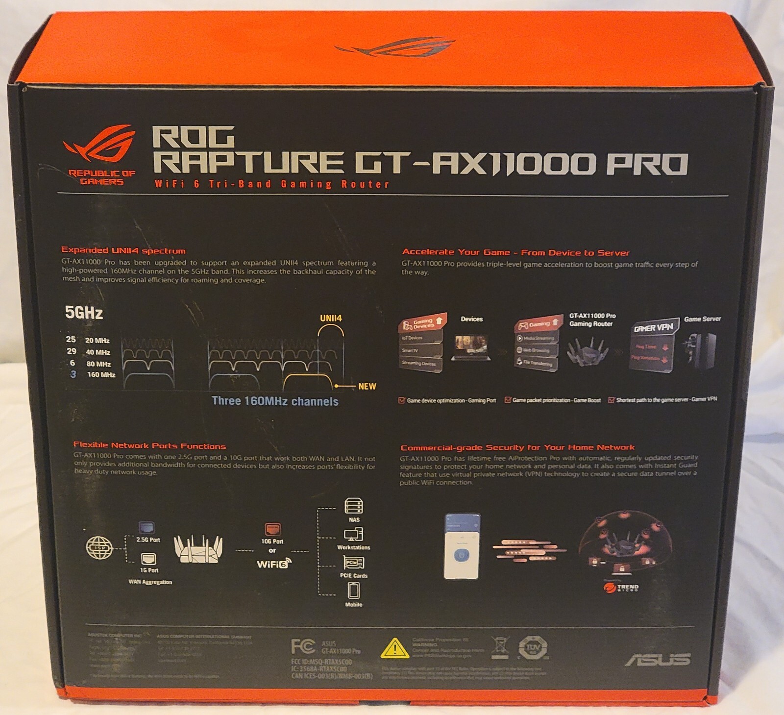 ASUS - ROG Rapture GT-AX11000 Pro Tri-band WiFi 6 Gaming Router - BOX ...