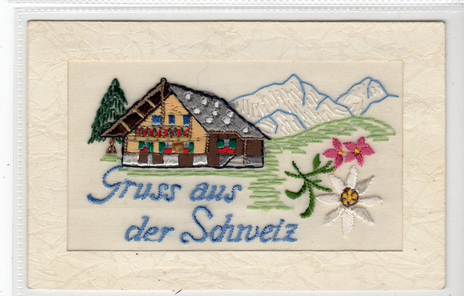 GRUSS AUS DER SCHWEIZ: Embroidered Silk postcard (C15795) | eBay