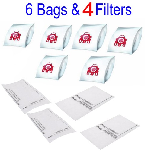 6X Vacuum Cleaner Bags + 4 Filters For Miele S312 S312i Festival Tri ...