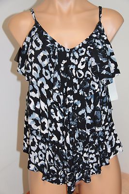 NWT Magic Suit Swimsuit Tankini Top sz 10 Ruffles Black | eBay