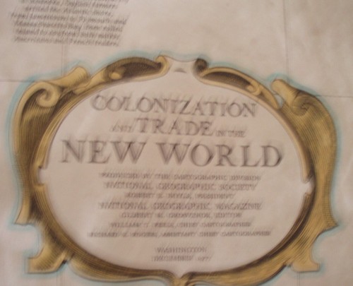 1977 NATIONAL GEOGRAPHIC MAP OF COLONIZATION AND TRADE IN THE NEW WORLD ...