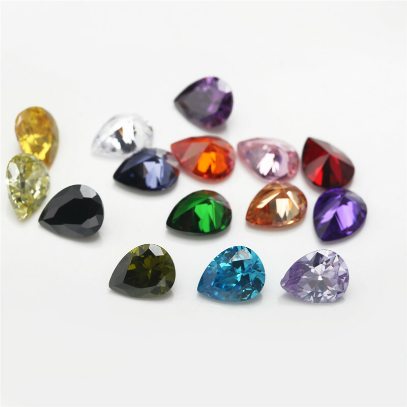 3x5~13x18mm White Red Yellow 10colors Pear cz stone cubic zirconia ...