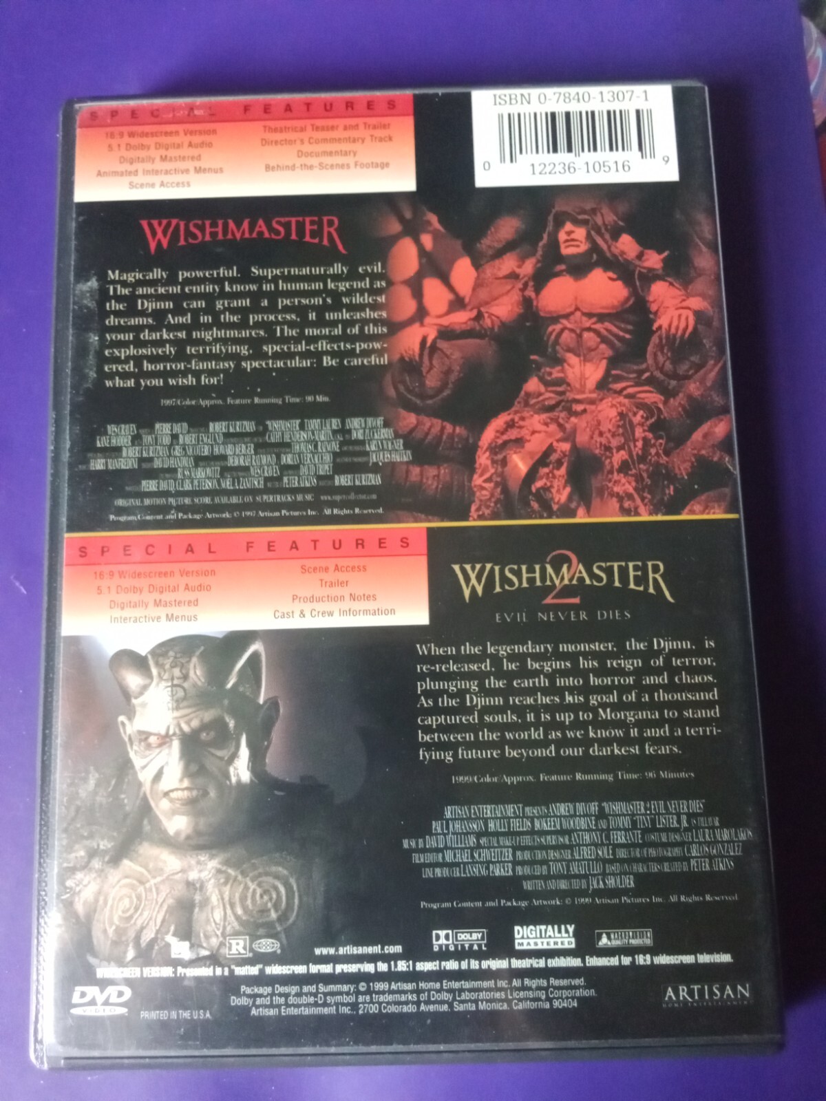 Wishmaster (1997) & Wishmaster 2: Evil Never Dies (1999) DVD Classic ...